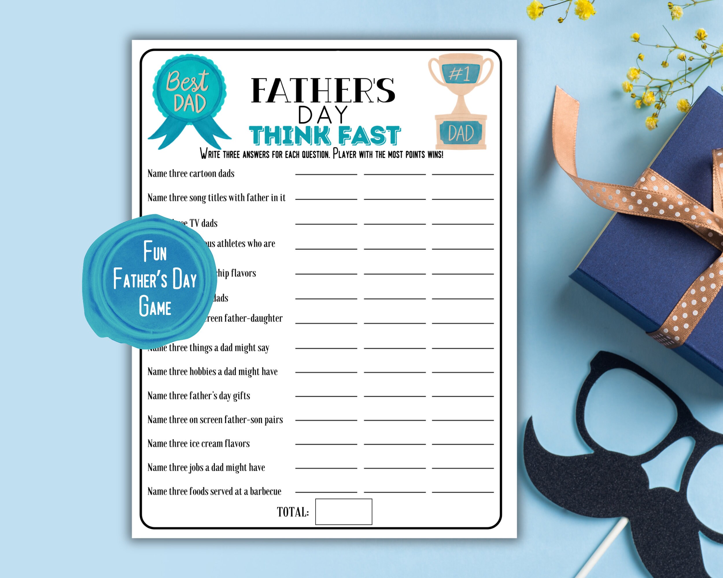 Father's Day Think Fast, Father's Day Party Game, Fun Father's Day ...