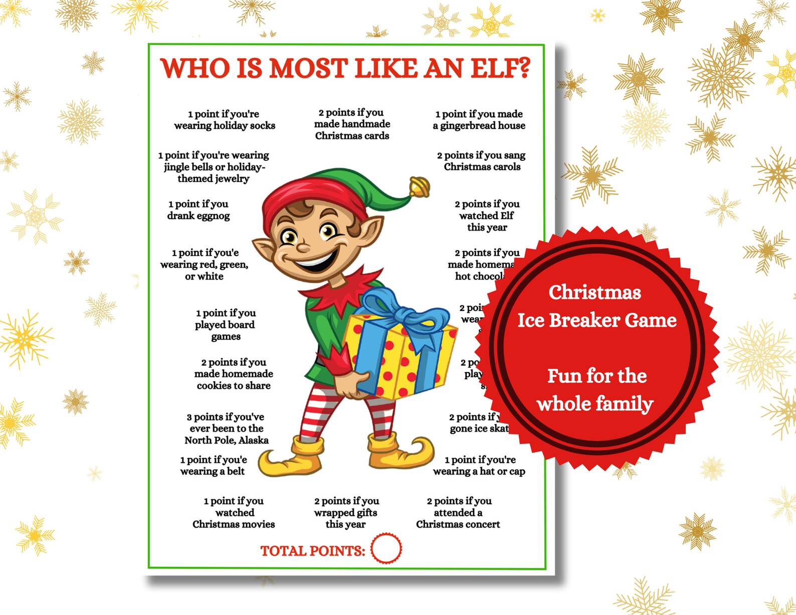 Elf Christmas Party Game, Holiday Icebreaker (digital Download) - Etsy