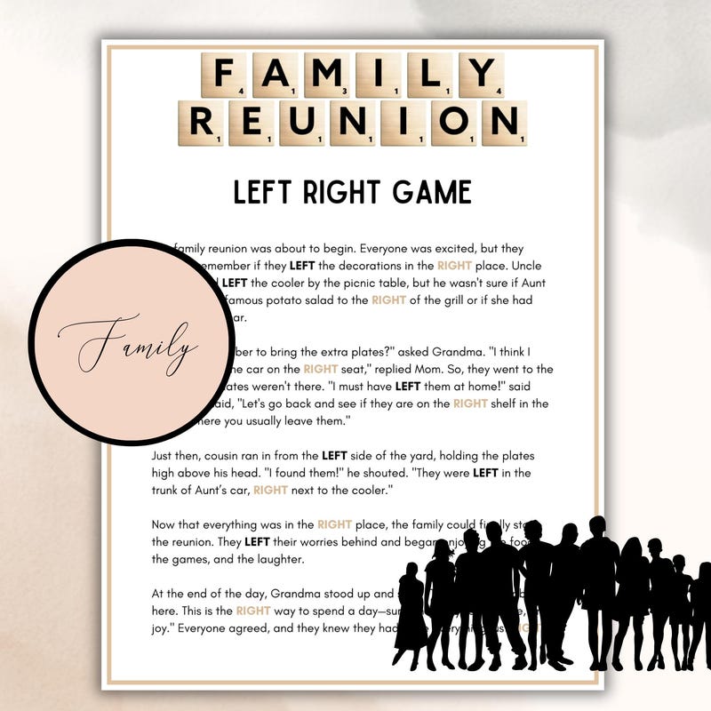Family Reunion Left Right Game - Etsy