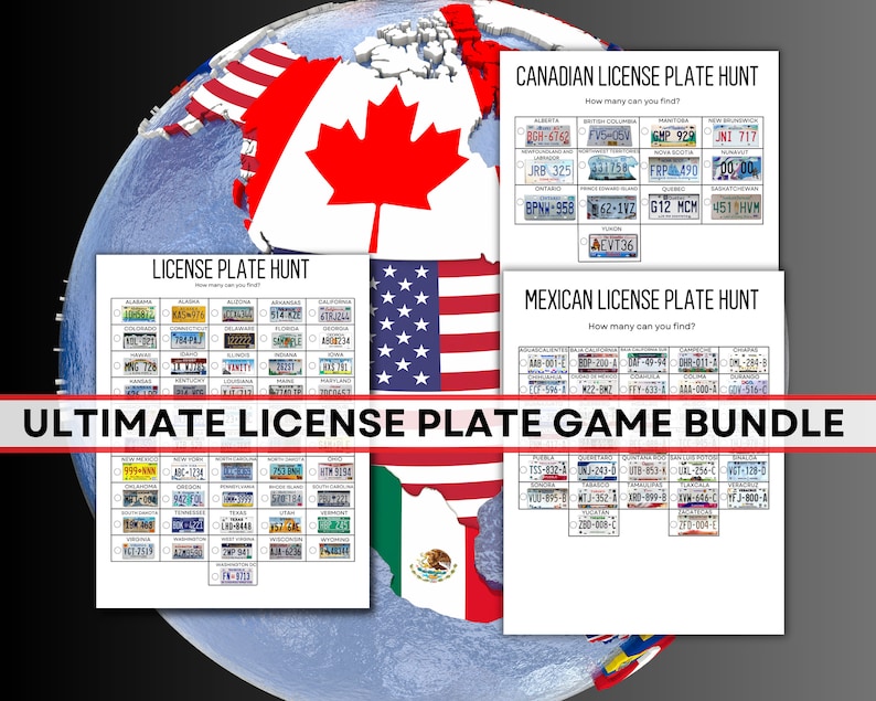 License Plate Game Bundle - Kids Road Trip Games - Mexico License Plate ...