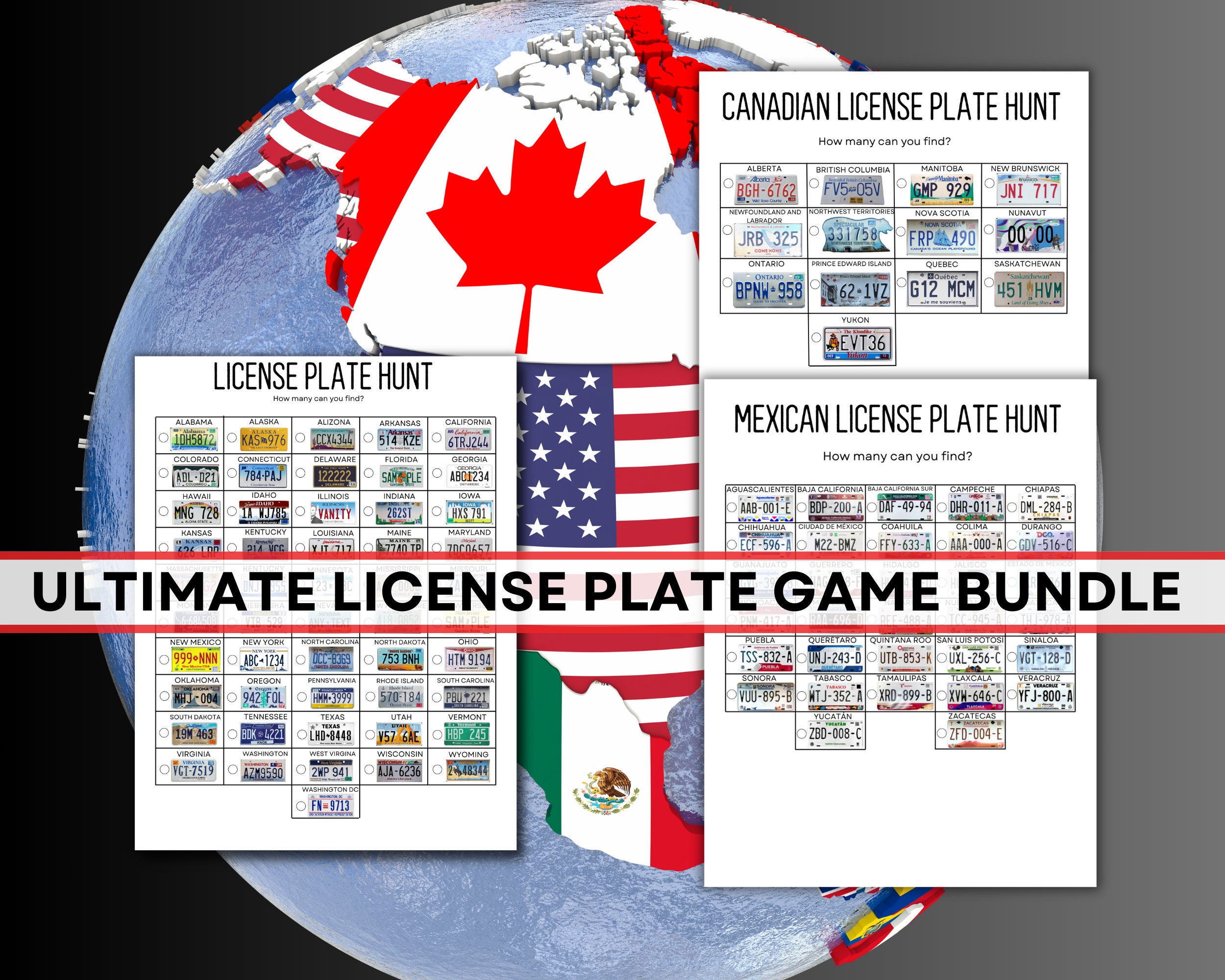 License Plate Game Bundle - Kids Road Trip Games - Mexico License Plate ...