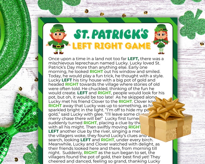 St Patrick's Day Left Right Game, St Patrick's Day Pass the Gift Game ...