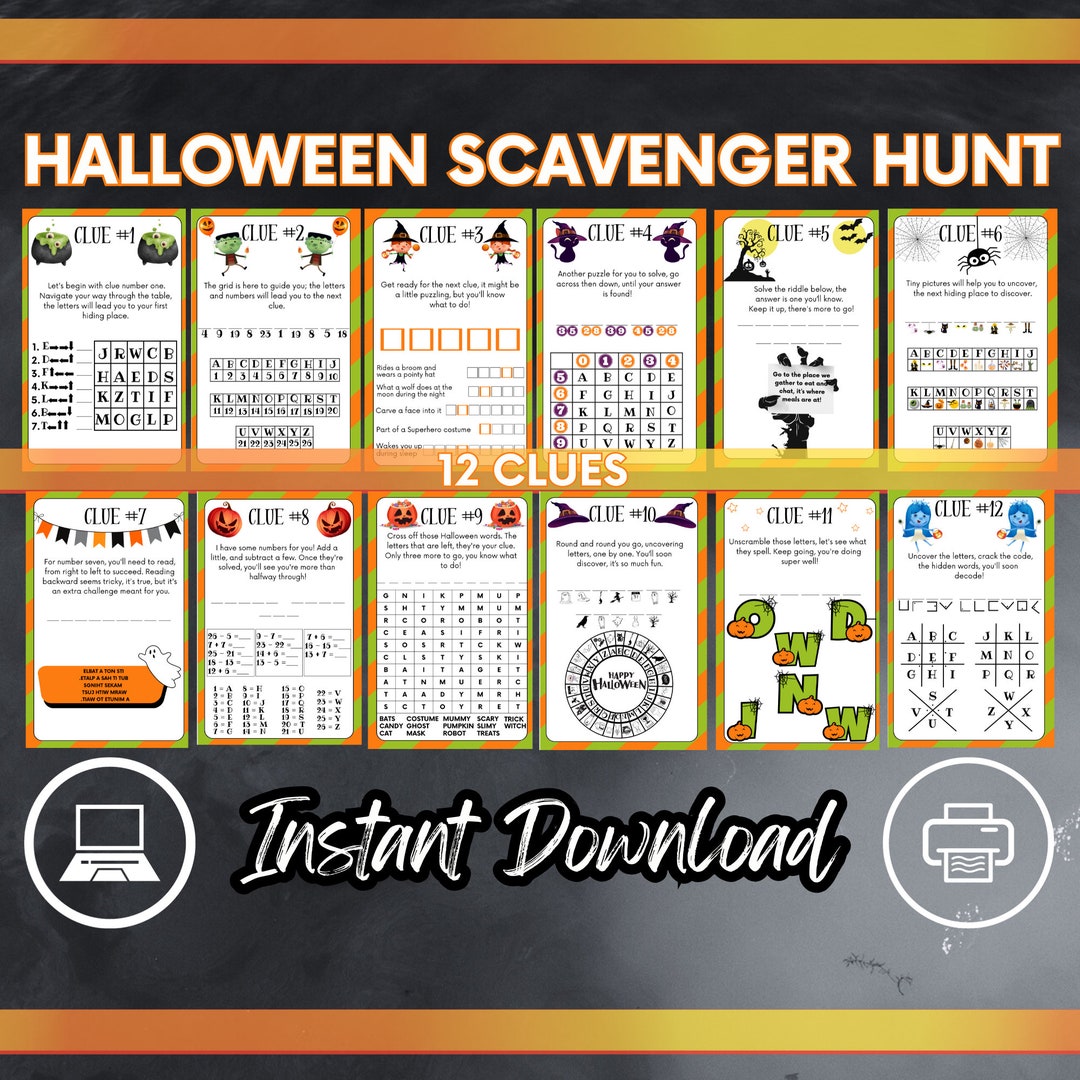 Halloween Scavenger Hunt, Halloween Treasure Hunt, Halloween Activity ...