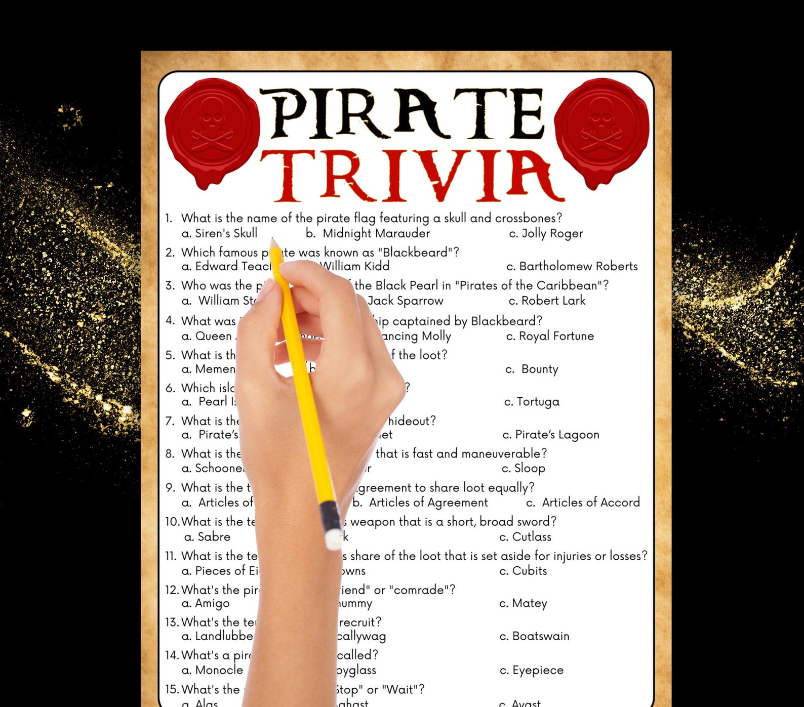 Pirate Trivia, Pirate Game, Pirate Themed Party Game, Pirate Halloween ...