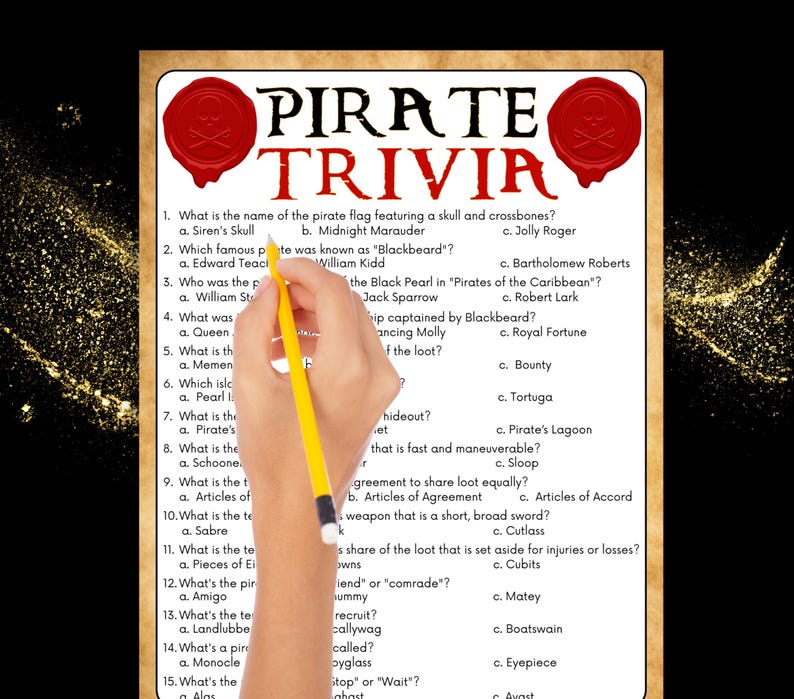 Pirate Trivia, Pirate Game, Pirate Themed Party Game, Pirate Halloween ...