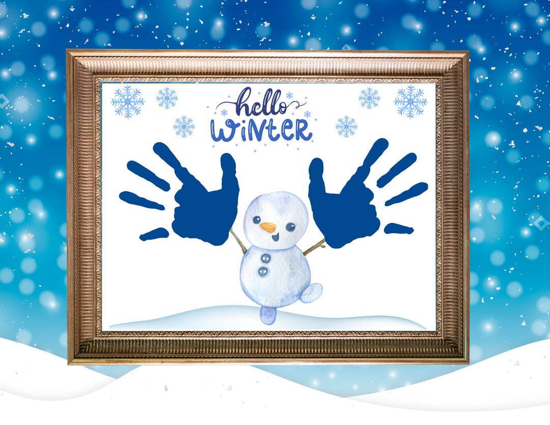 Winter Handprint Craft, Winter Preschool Craft, Snowman Craft, Winter ...