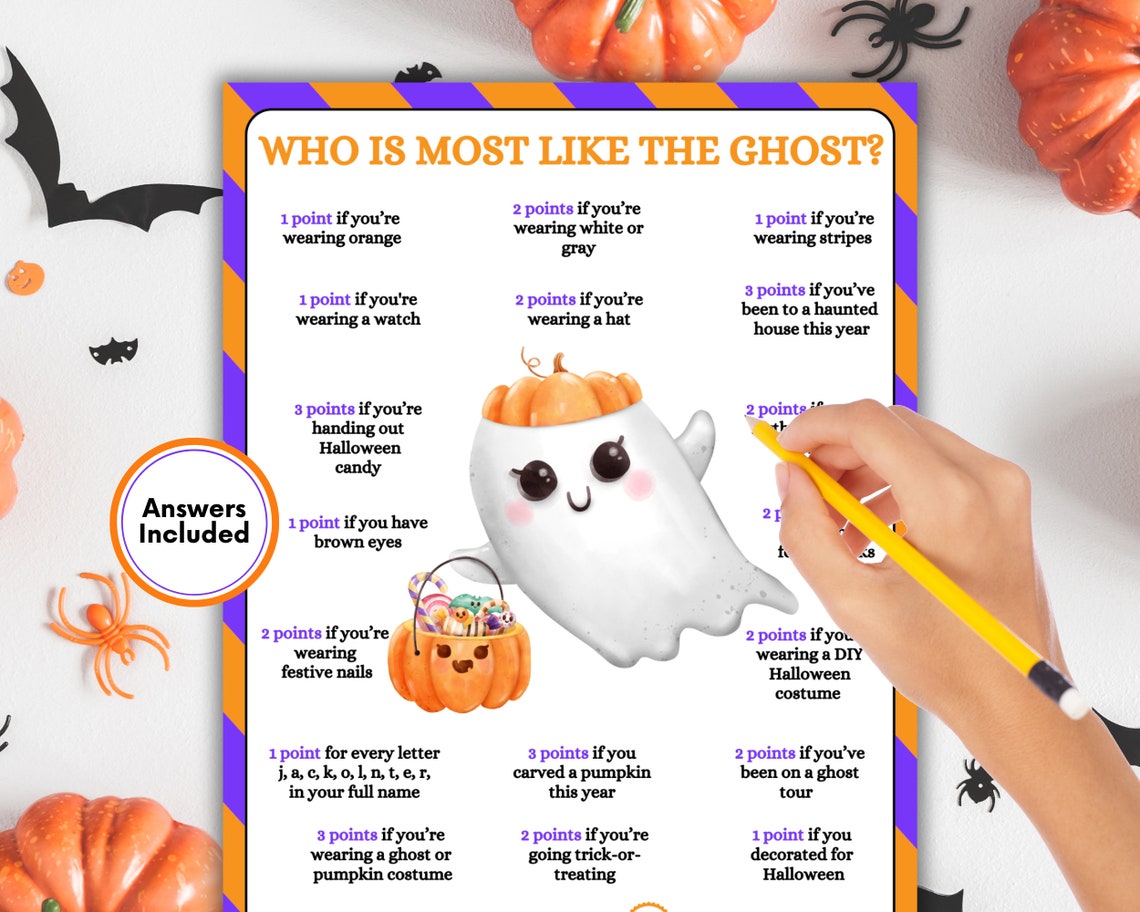 Who is Most Like the Ghost, Halloween Party Game, Halloween Games ...