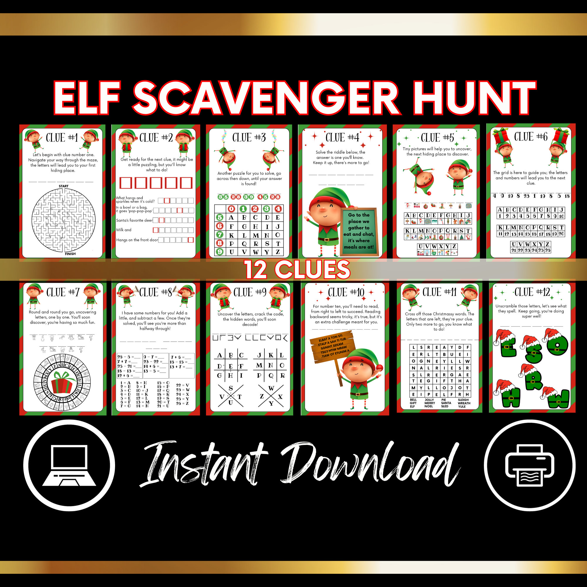 Elf Scavenger Hunt, Christmas Scavenger Hunt, Letter From Elf, Elf Game ...
