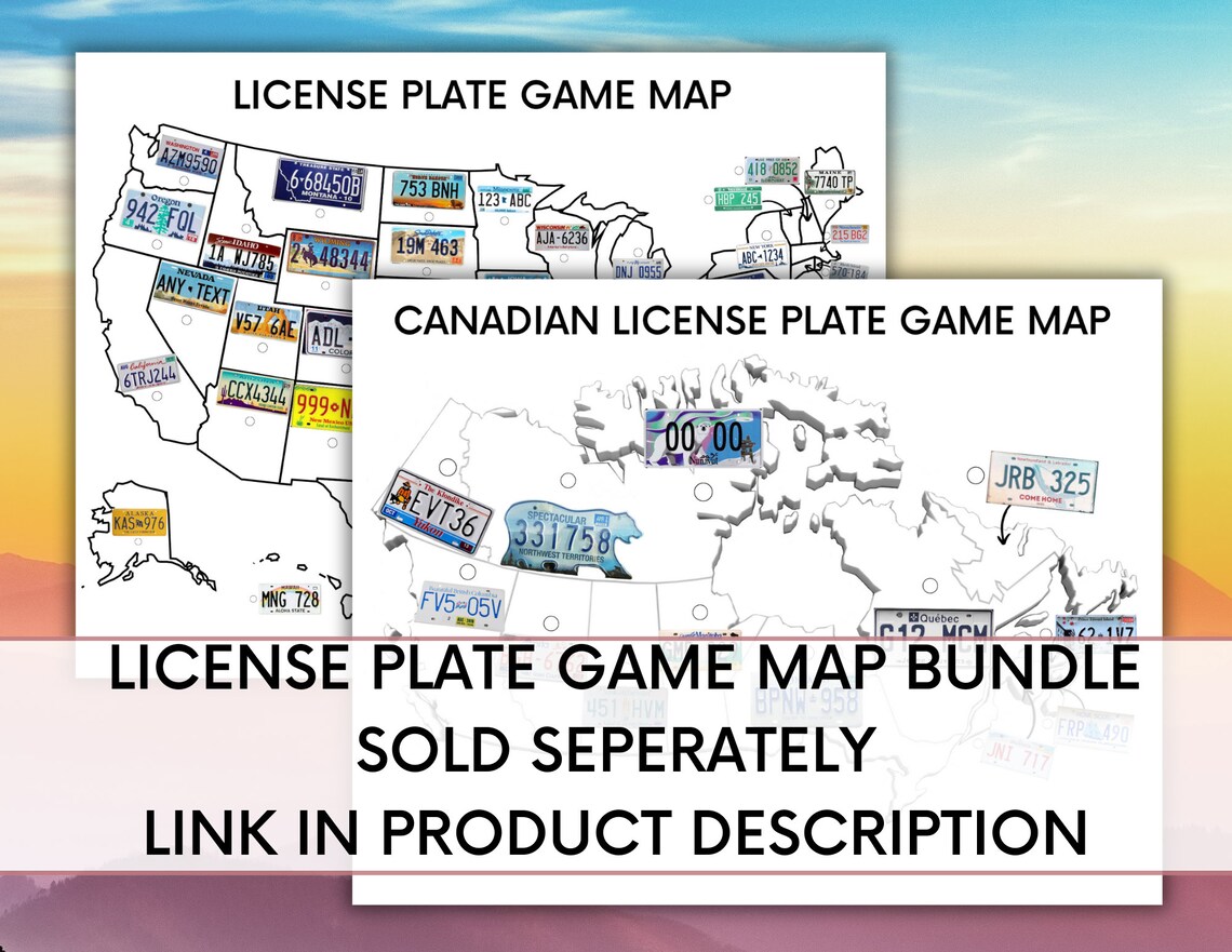 License Plate Game With Map - Road Trip Games - Printable License Plate ...