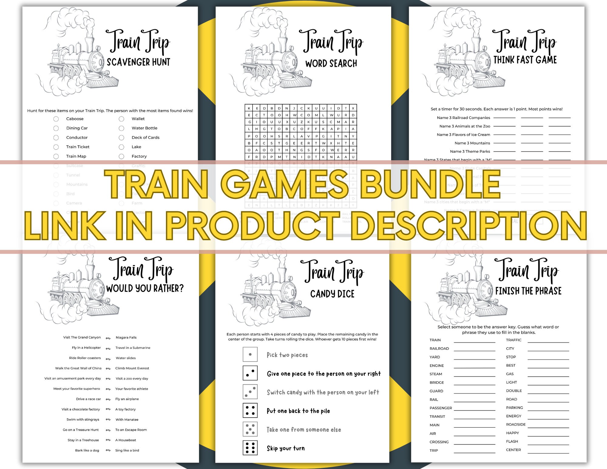 Game for Train Travel, Train Game, Train Scavenger Hunt, Train Travel ...