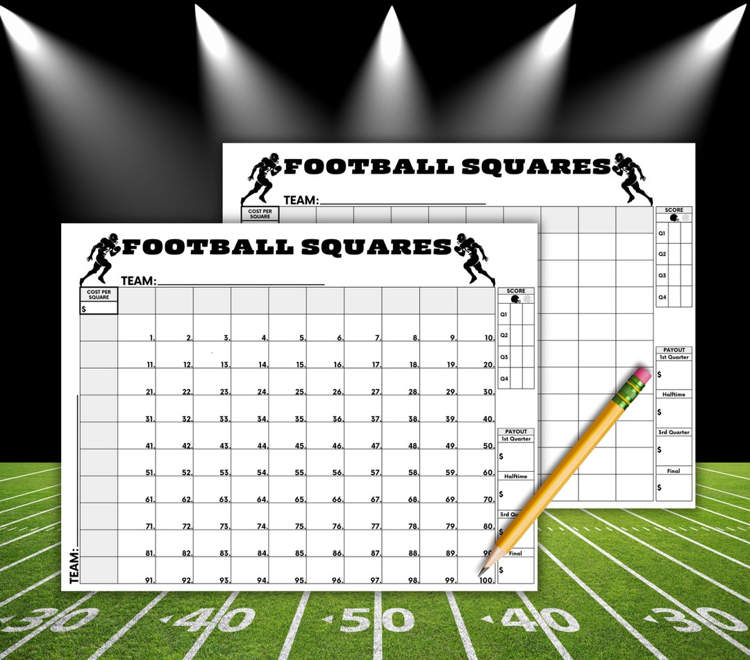 Football Squares Printable 100, Office Football Pool, Office Pool Picks ...