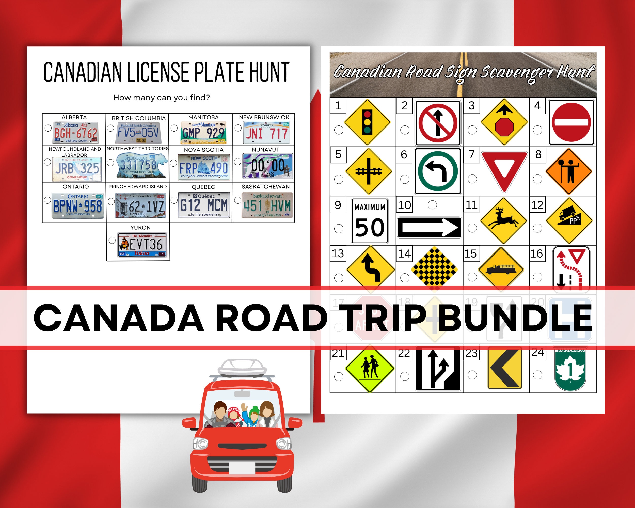 Canada Road Trip Games Bundle, Canada License Plate Game, Canada Road ...