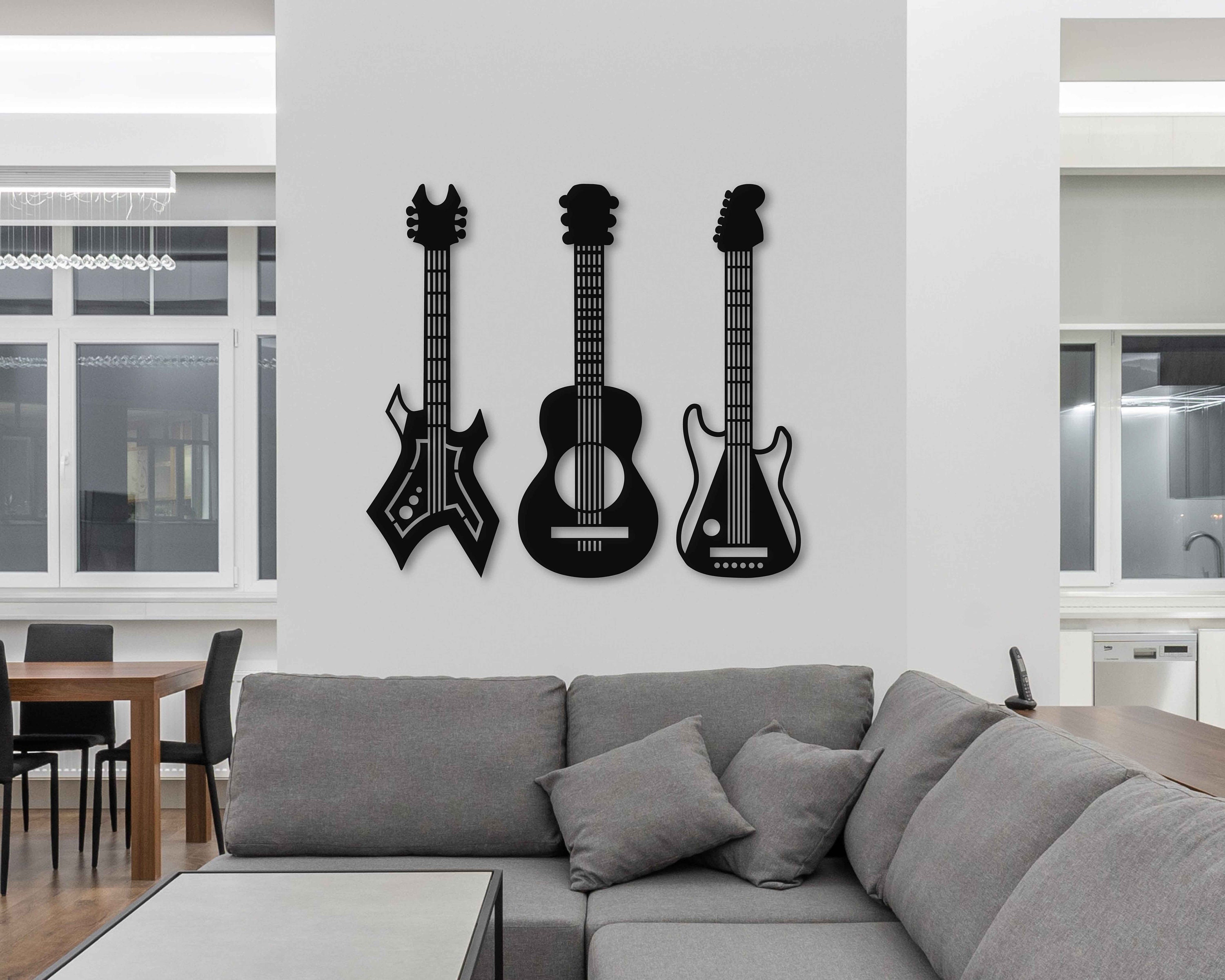 Guitar Metal Wall Art Decor, Set of 3 Music Wall Art Decoration - Etsy