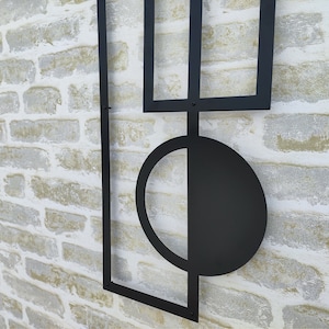 Geometric Shapes Modern Metal Wall Art Decor, Abstract Vertical Metal ...