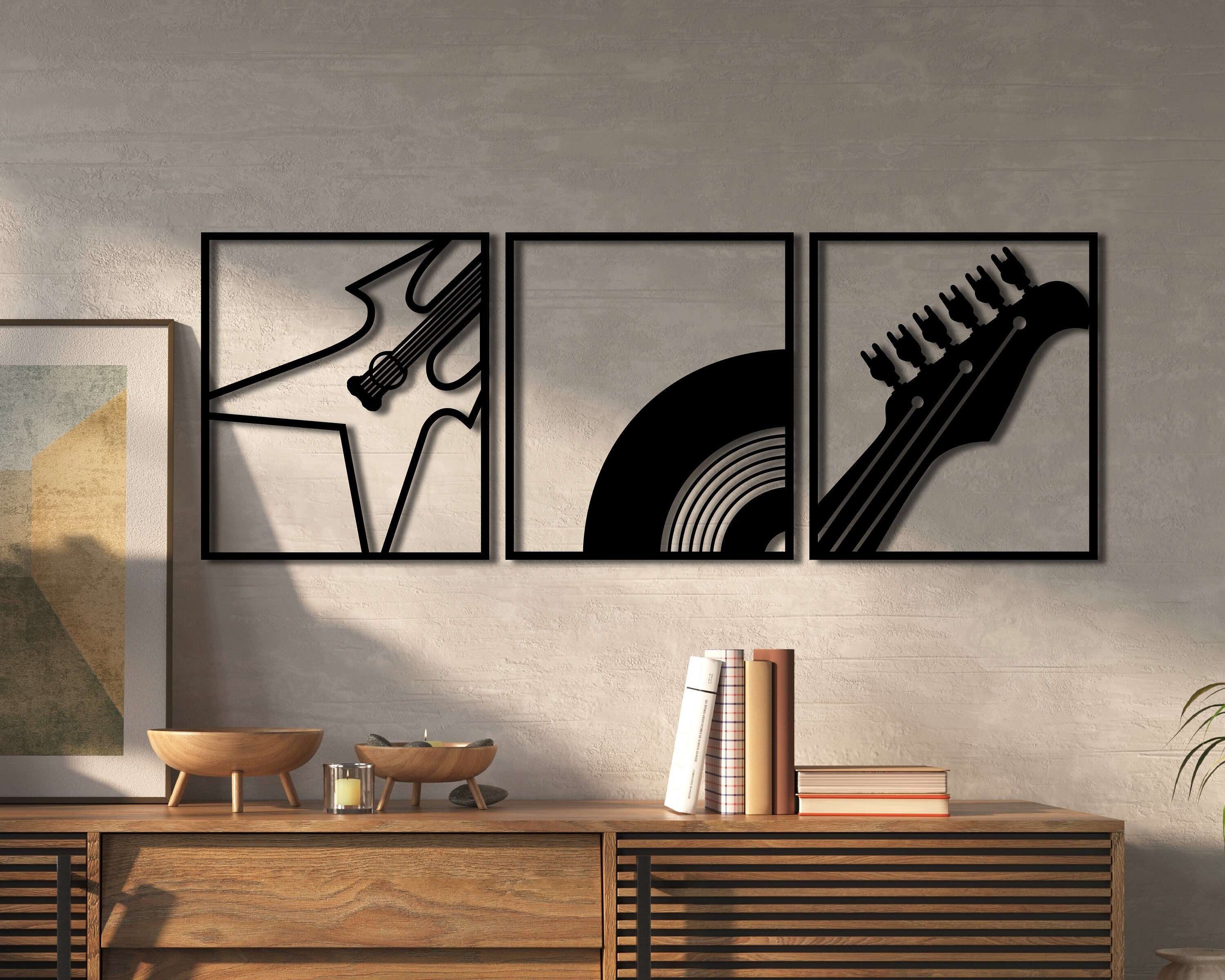 Music Wall Art Music Metal Wall Art 3 Piece Wall Art Guitar - Etsy