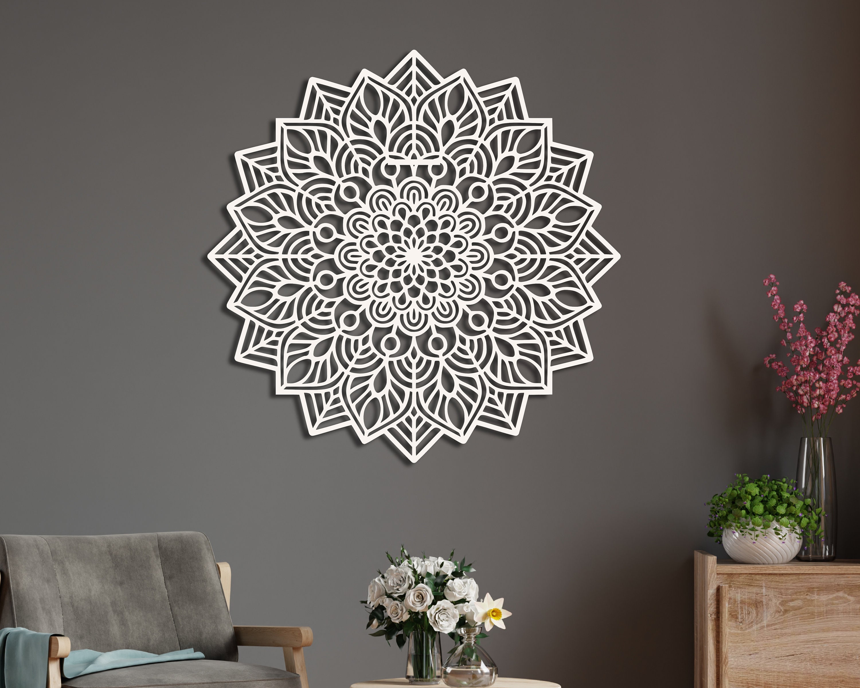 Metal Mandala Wall Art, Large Mandala Metal Wall Decor, Aesthetic Wall ...