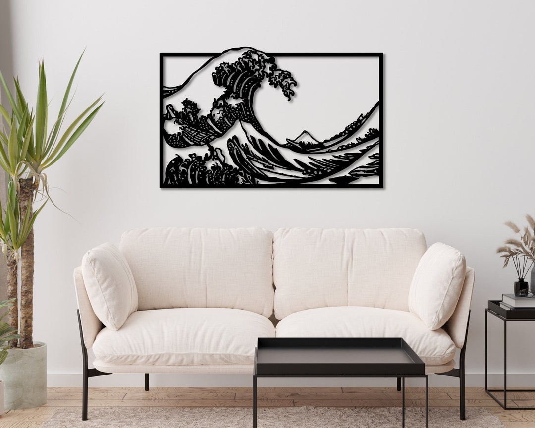 Great Wave off Kanagawa Wave Metal Wall Art Home Decor, Metal Japanese ...