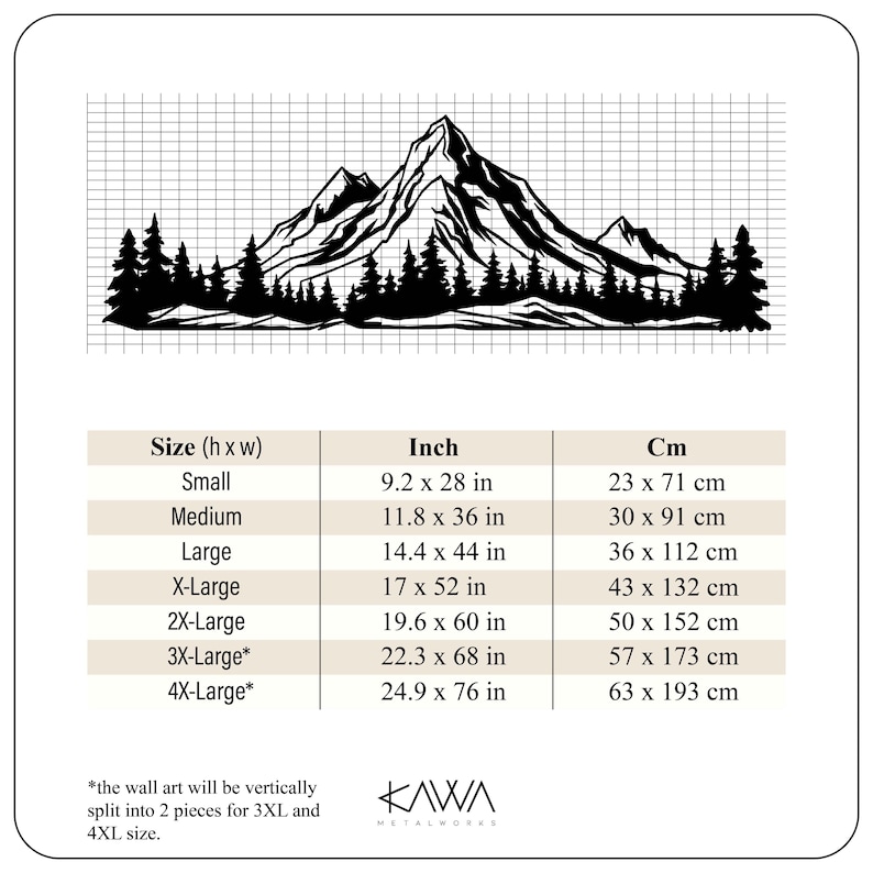 Mountain and Trees Metal Wall Art, Pine Trees and Mountain Range Metal ...