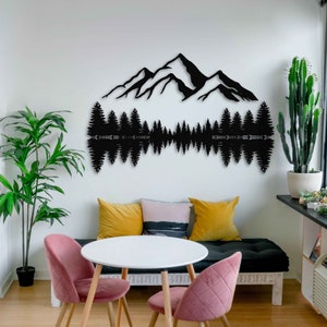 Metal Wall Art With Mountains and Forest, Decorative Landscape Inspired ...