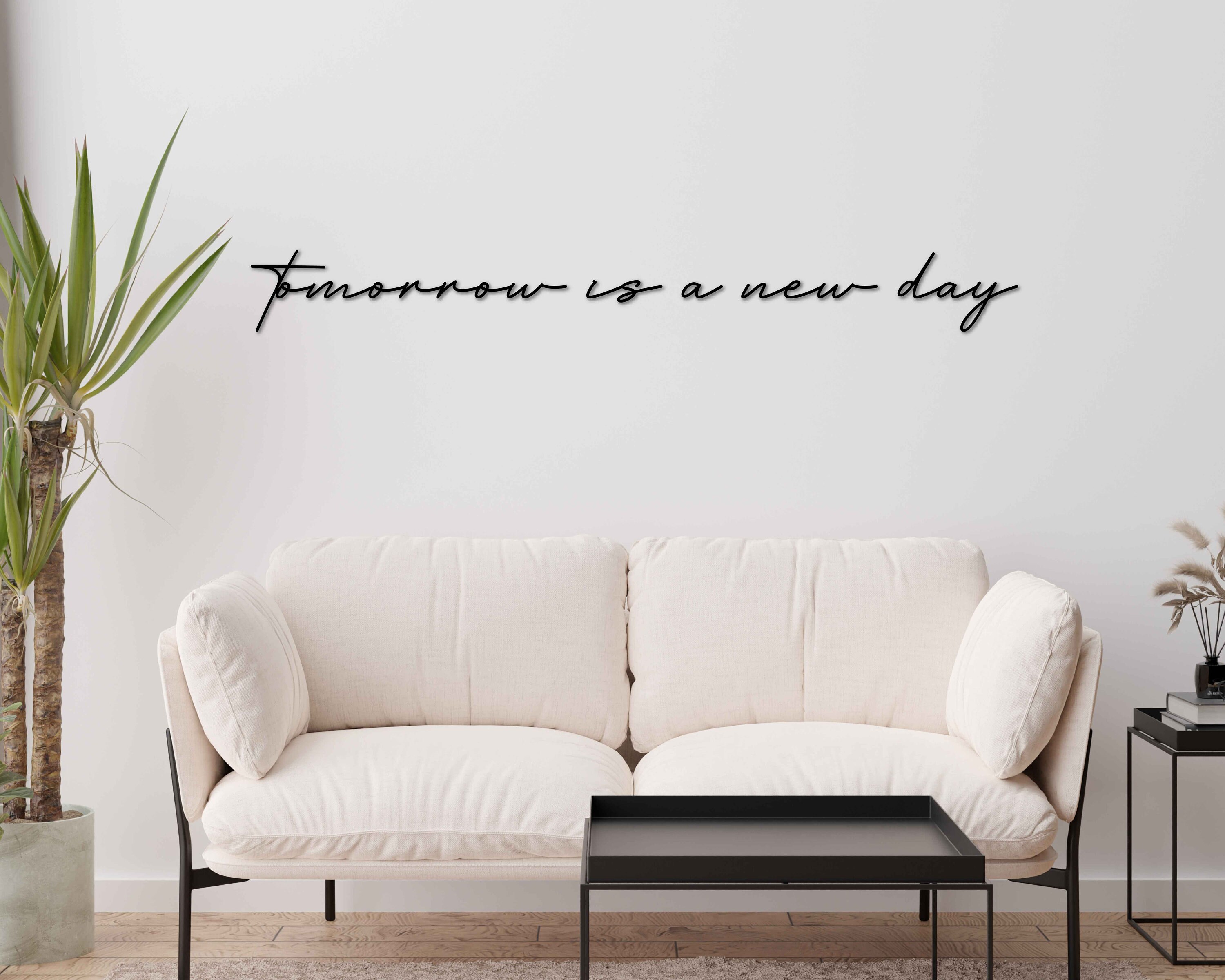 Modern Motivational Wall Sign, Tomorrow is a New Day Metal Wall Art ...