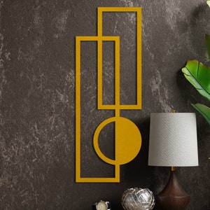 Geometric Shapes Modern Metal Wall Art Decor, Abstract Vertical Metal ...