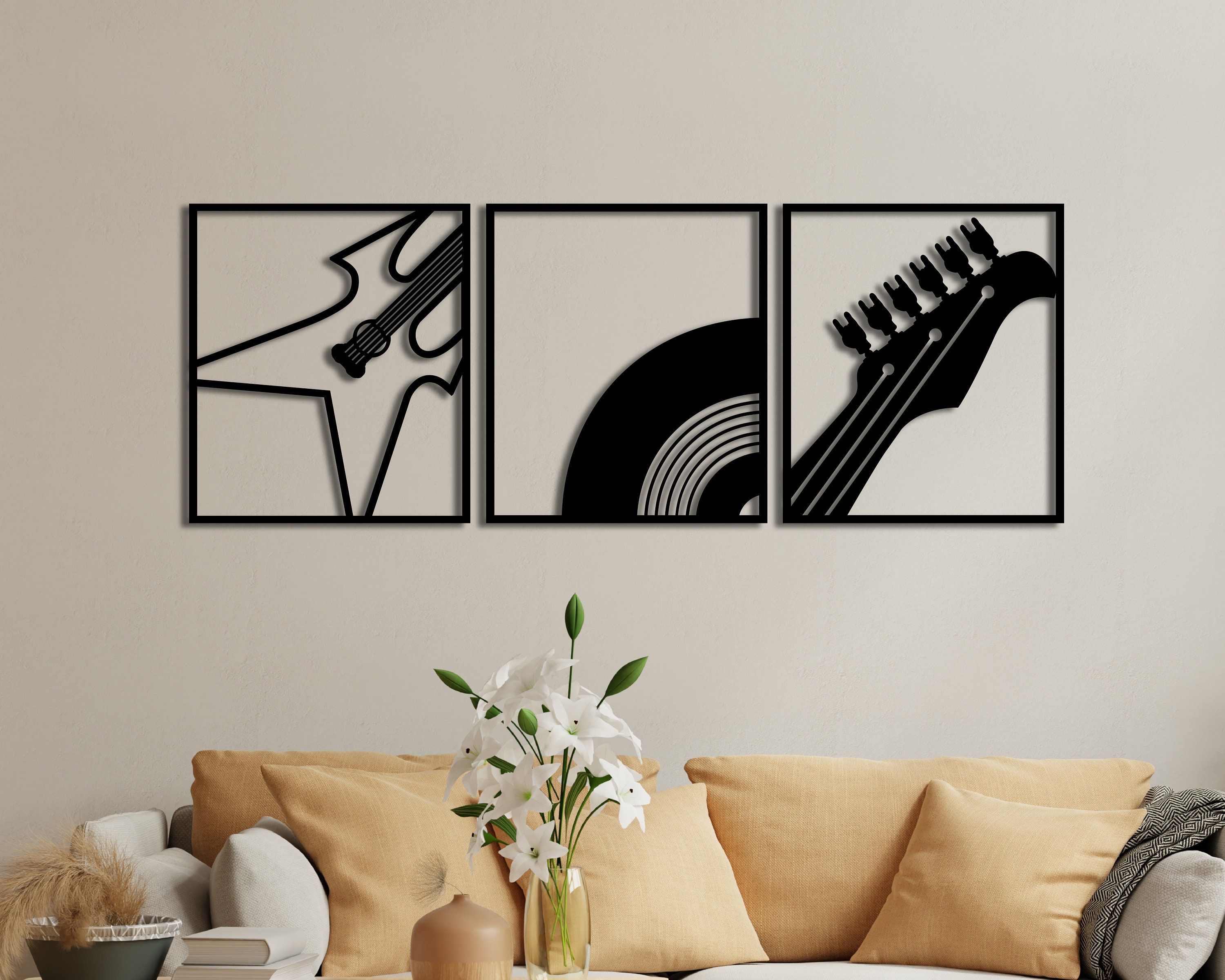 Music Wall Art Music Metal Wall Art 3 Piece Wall Art Guitar - Etsy