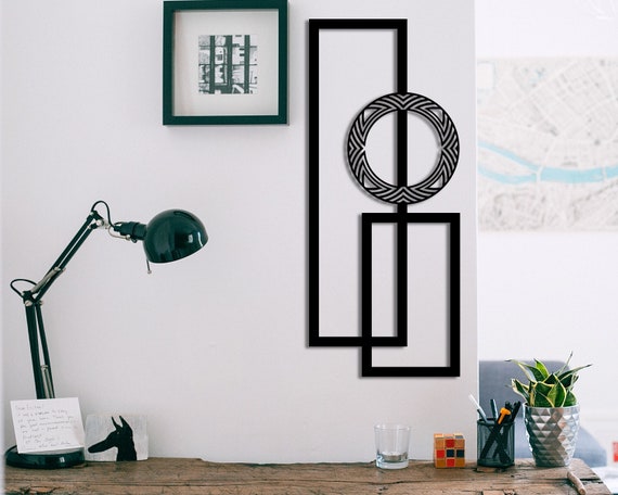 Modern Geometric Metal Wall Art Decor - Etsy