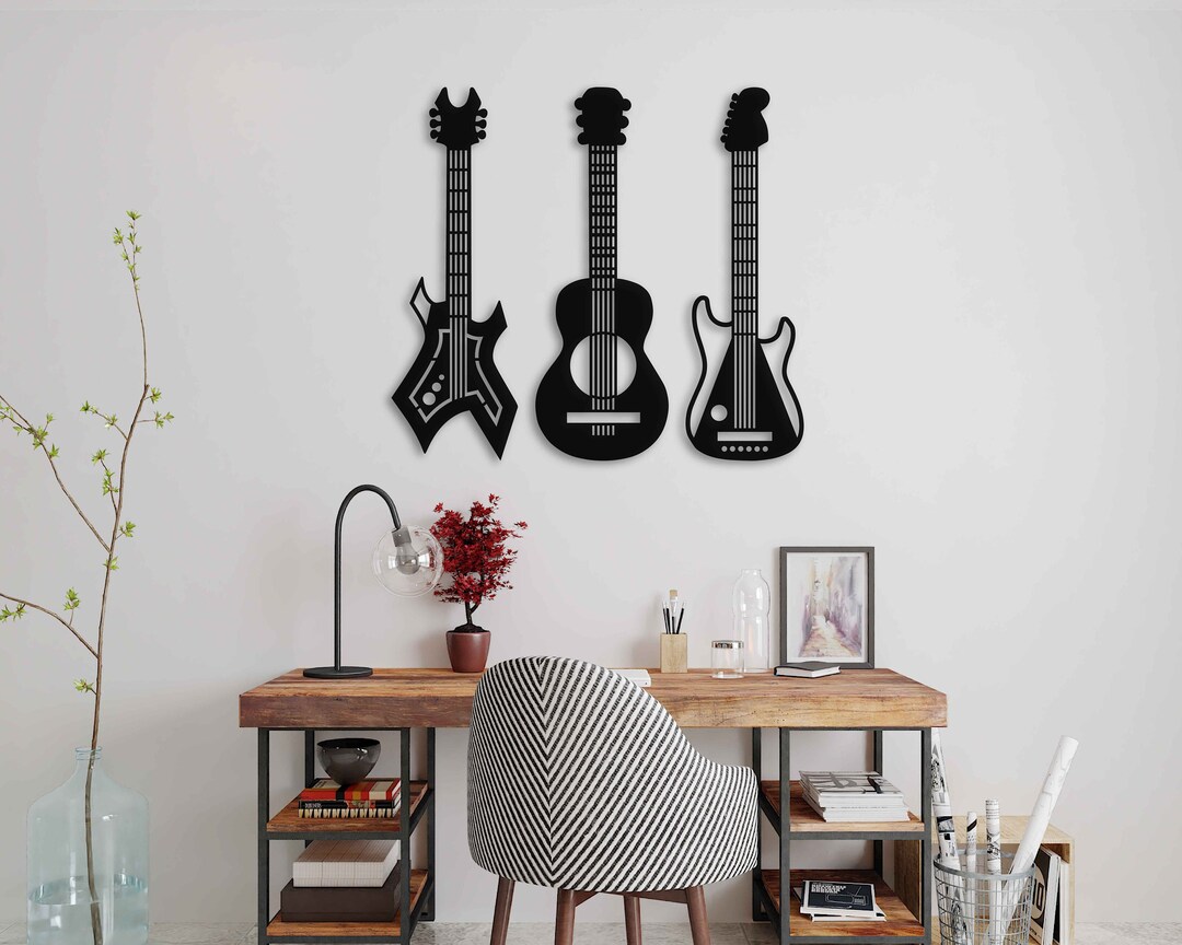 Guitar Metal Wall Art Decor, Set of 3 Music Wall Art Decoration - Etsy