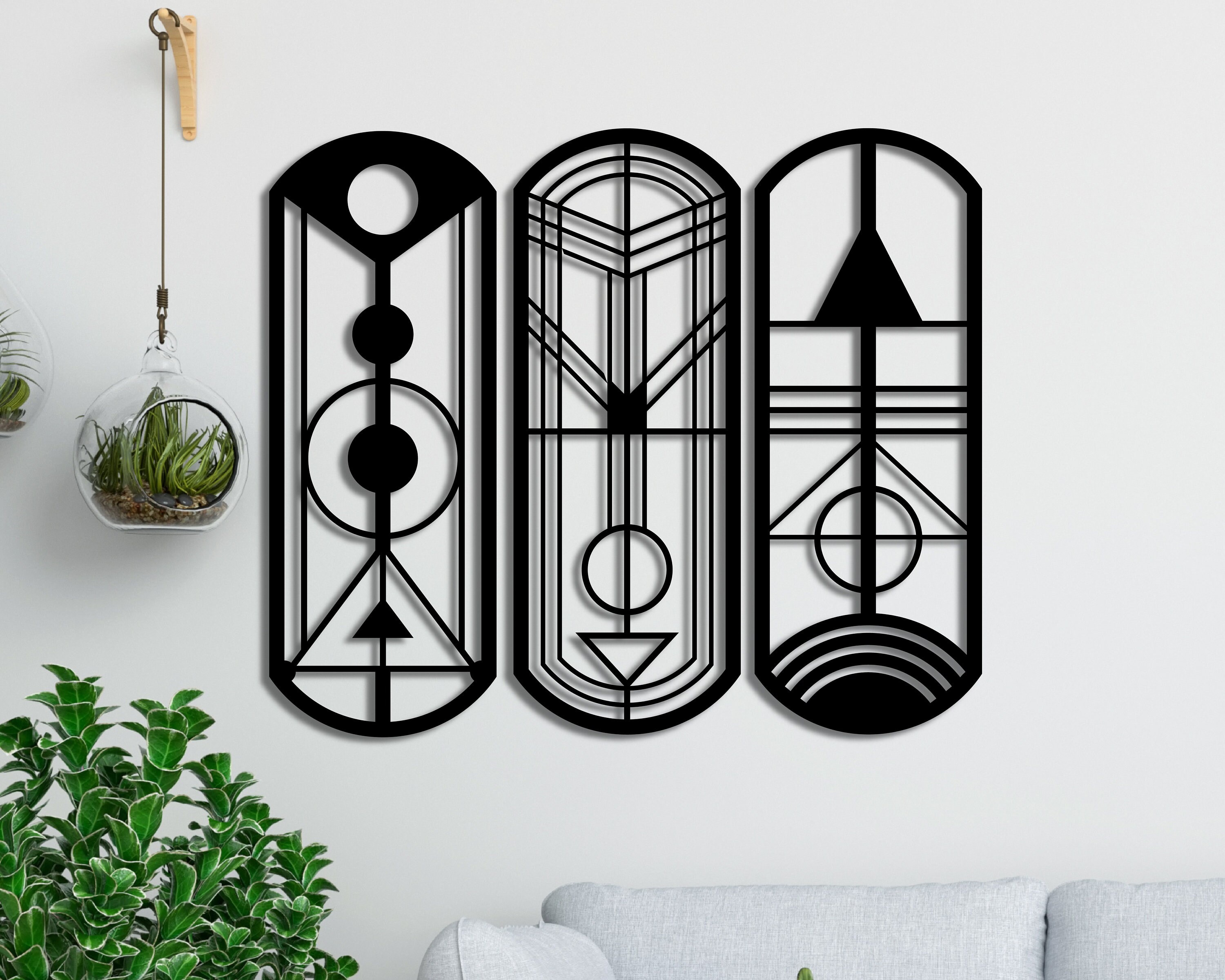 Set of 3 Geometric Metal Wall Art Decor - Etsy