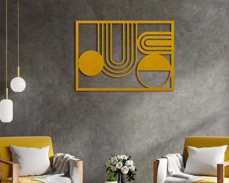 Mid Century Modern Metal Wall Art Decor - Etsy