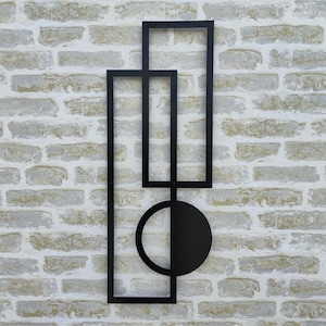 Geometric Shapes Modern Metal Wall Art Decor, Abstract Vertical Metal ...