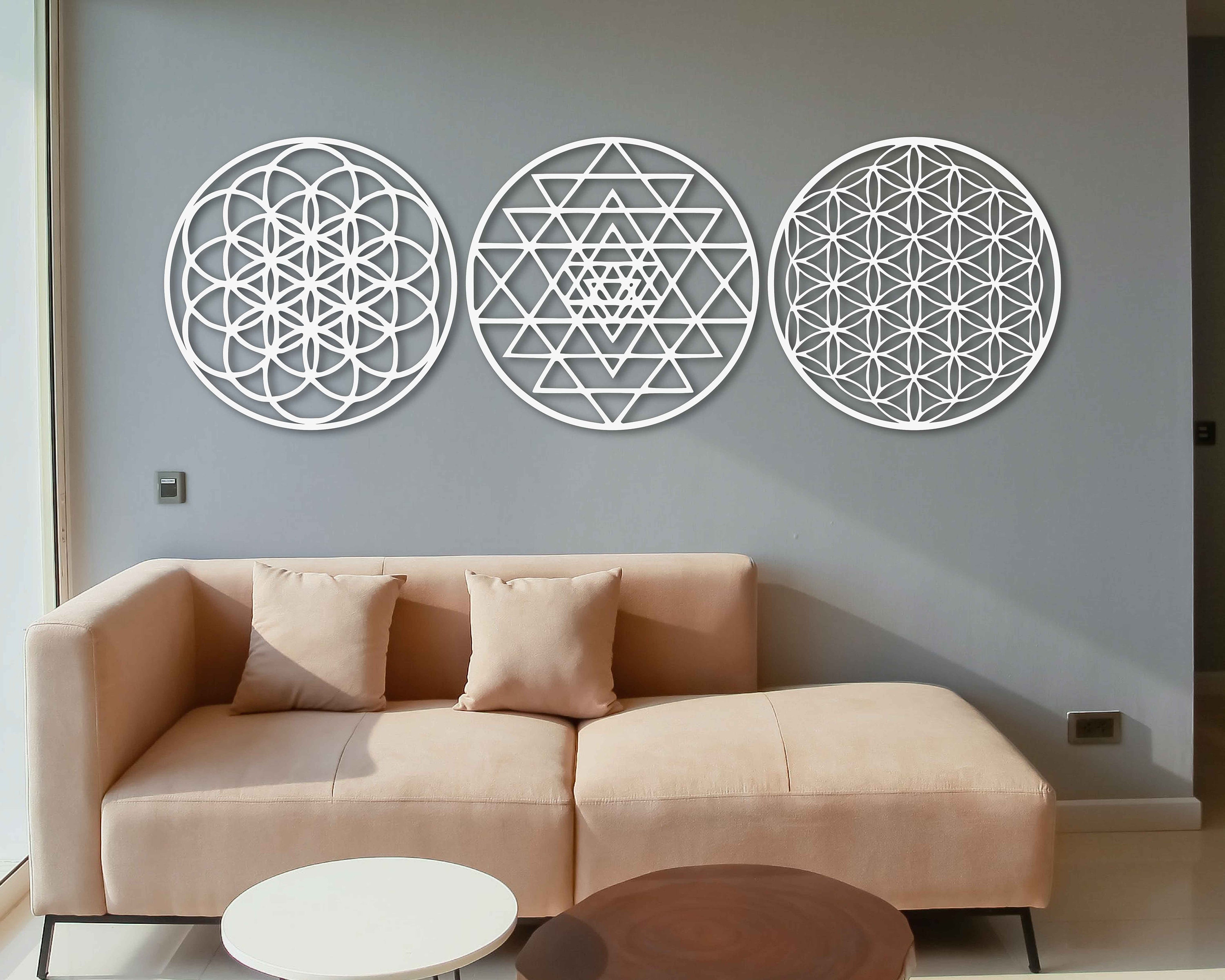 Sacred Geometry Wall Art Metal, Set of 3 Spiritual Metal Wall Art ...