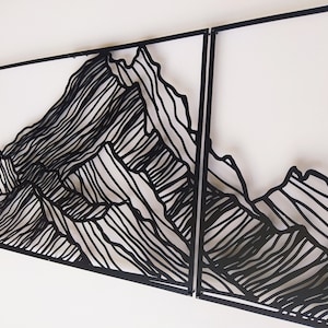 Mountain Wall Art Metal - Metal Wall Art for Living Room - Extra Large ...