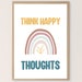 Think Happy Thoughts Boho Motivational Wall Art Decor Prints ...