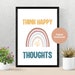 Think Happy Thoughts Boho Motivational Wall Art Decor Prints ...