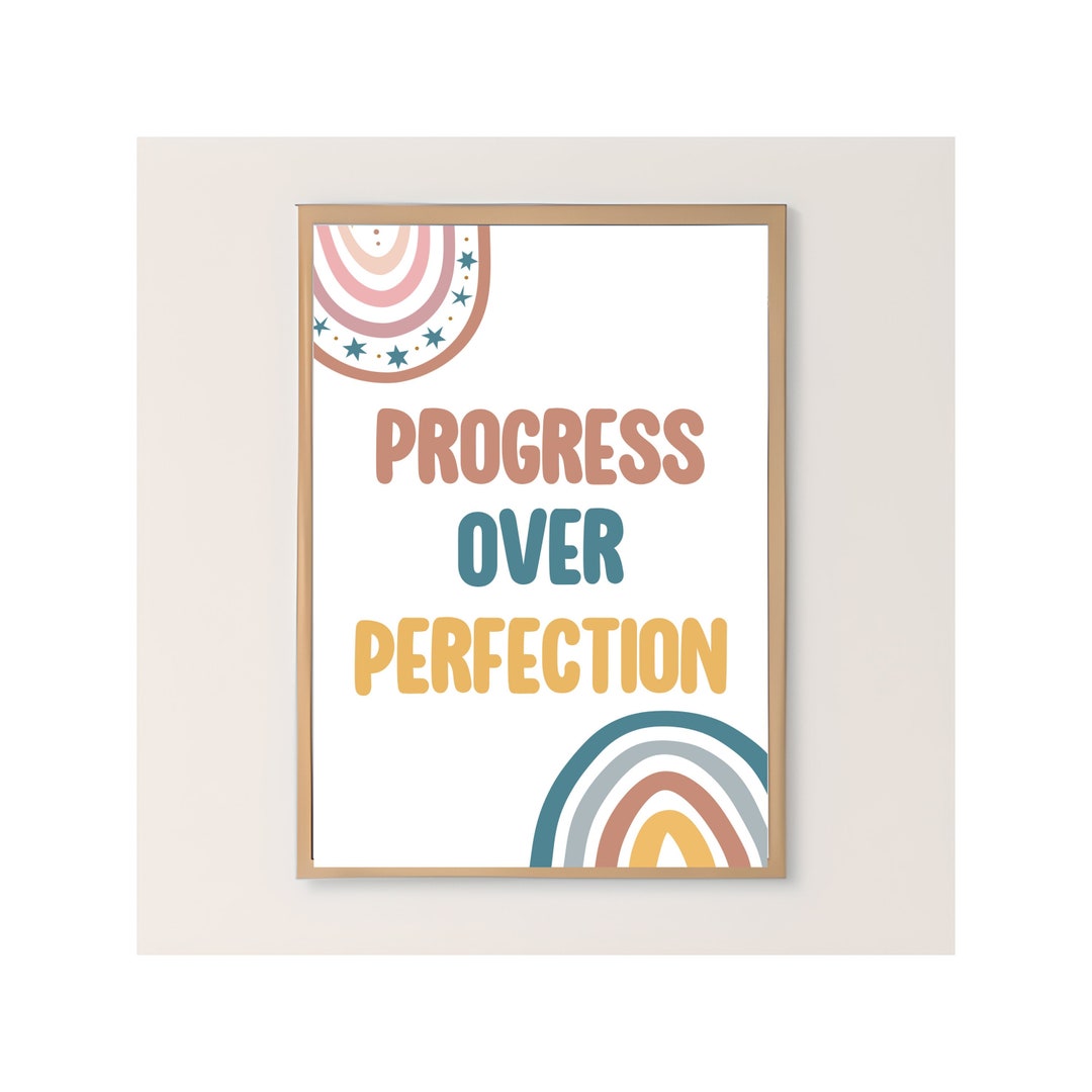 Progress Over Perfection Print Boho Motivational Wall Art Typography ...