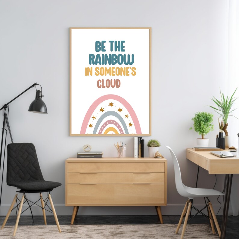 Be the Rainbow in Someone's Cloud Boho Motivational Wall Art Decor ...