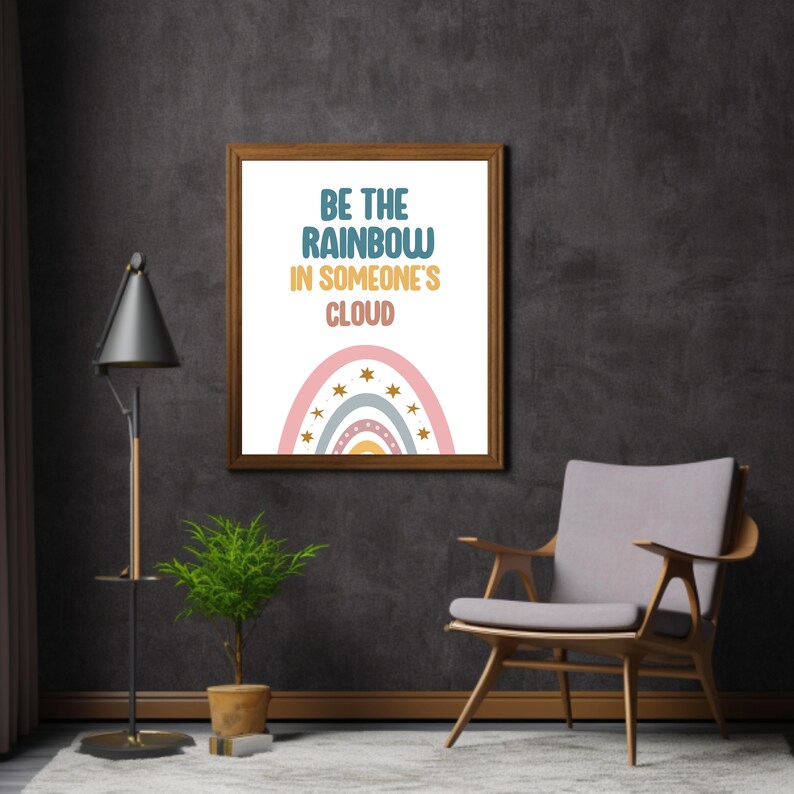 Be the Rainbow in Someone's Cloud Boho Motivational Wall Art Decor ...