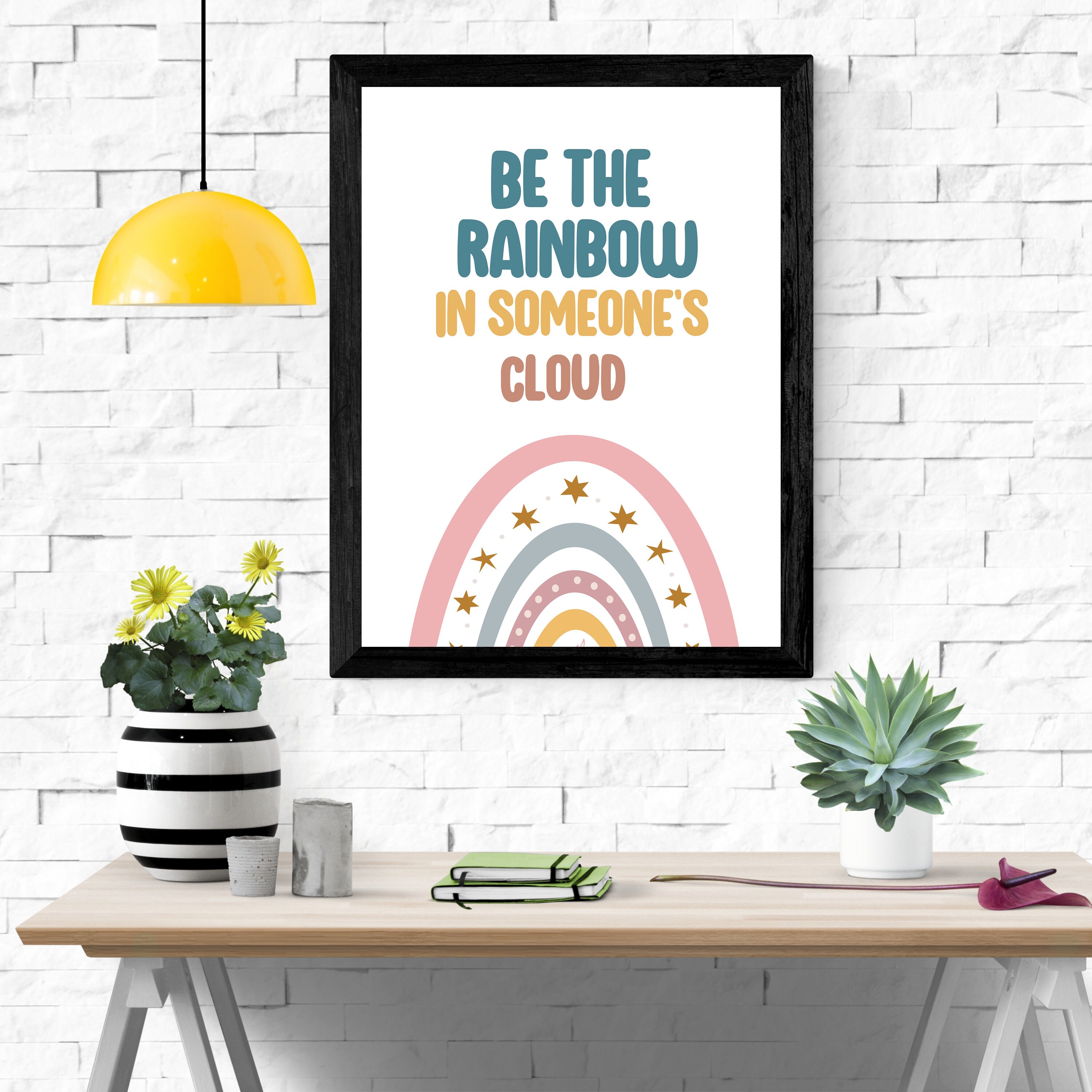 Be the Rainbow in Someone's Cloud Boho Motivational Wall Art Decor ...
