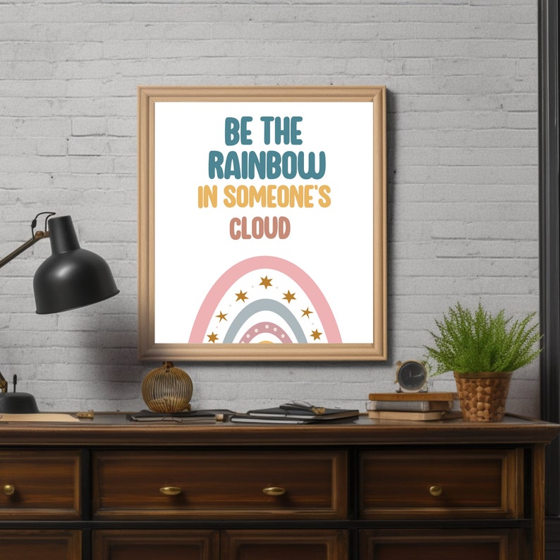 Be the Rainbow in Someone's Cloud Boho Motivational Wall Art Decor ...