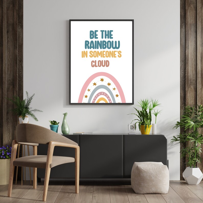 Be the Rainbow in Someone's Cloud Boho Motivational Wall Art Decor ...
