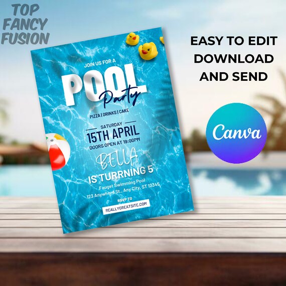 Birthday Pool Party Templates