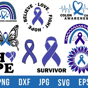 Bundle of Colon Cancer Svg, Cancer Svg, Cancer Ribbon Svg, Ribbon Svg ...