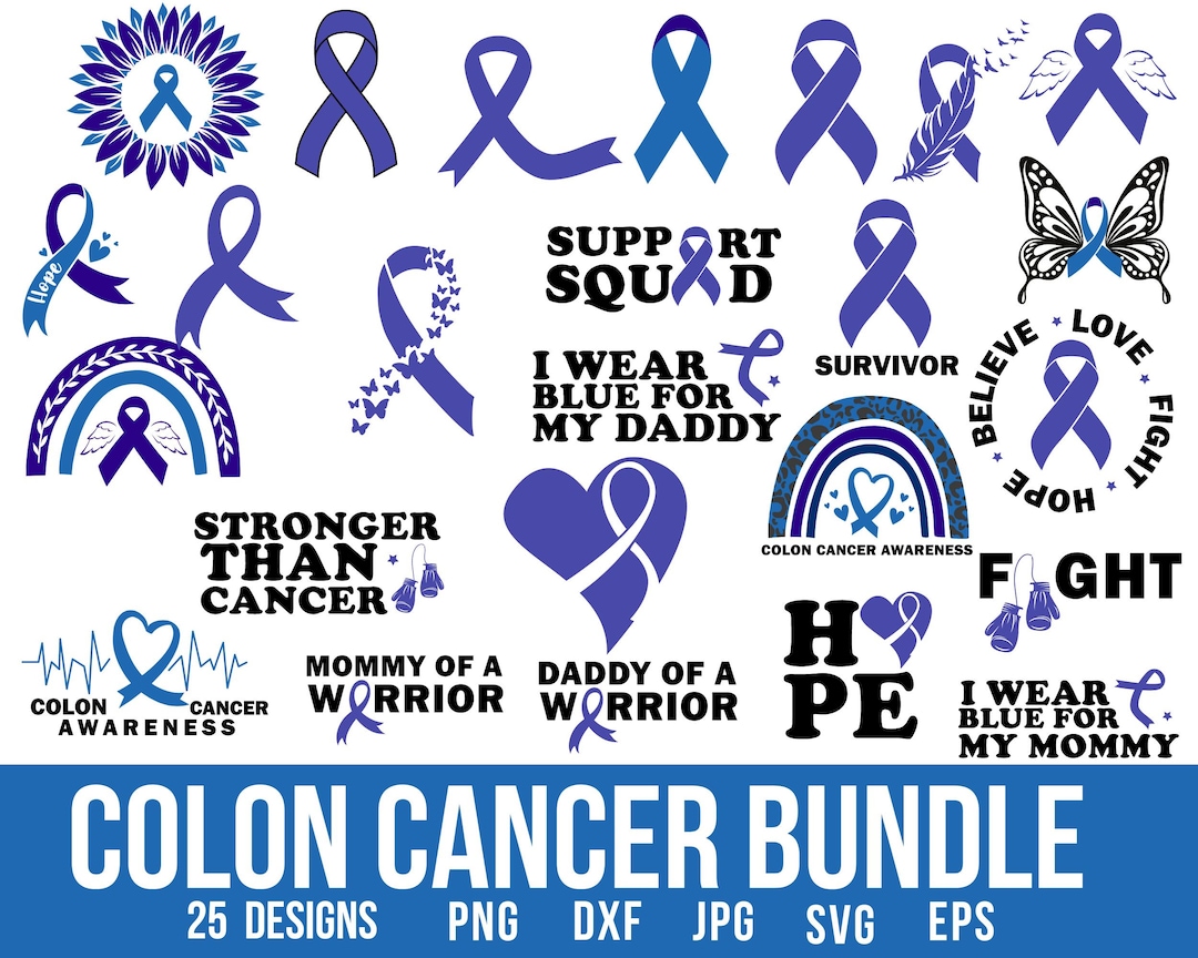 Bundle of Colon Cancer Svg, Cancer Svg, Cancer Ribbon Svg, Ribbon Svg ...