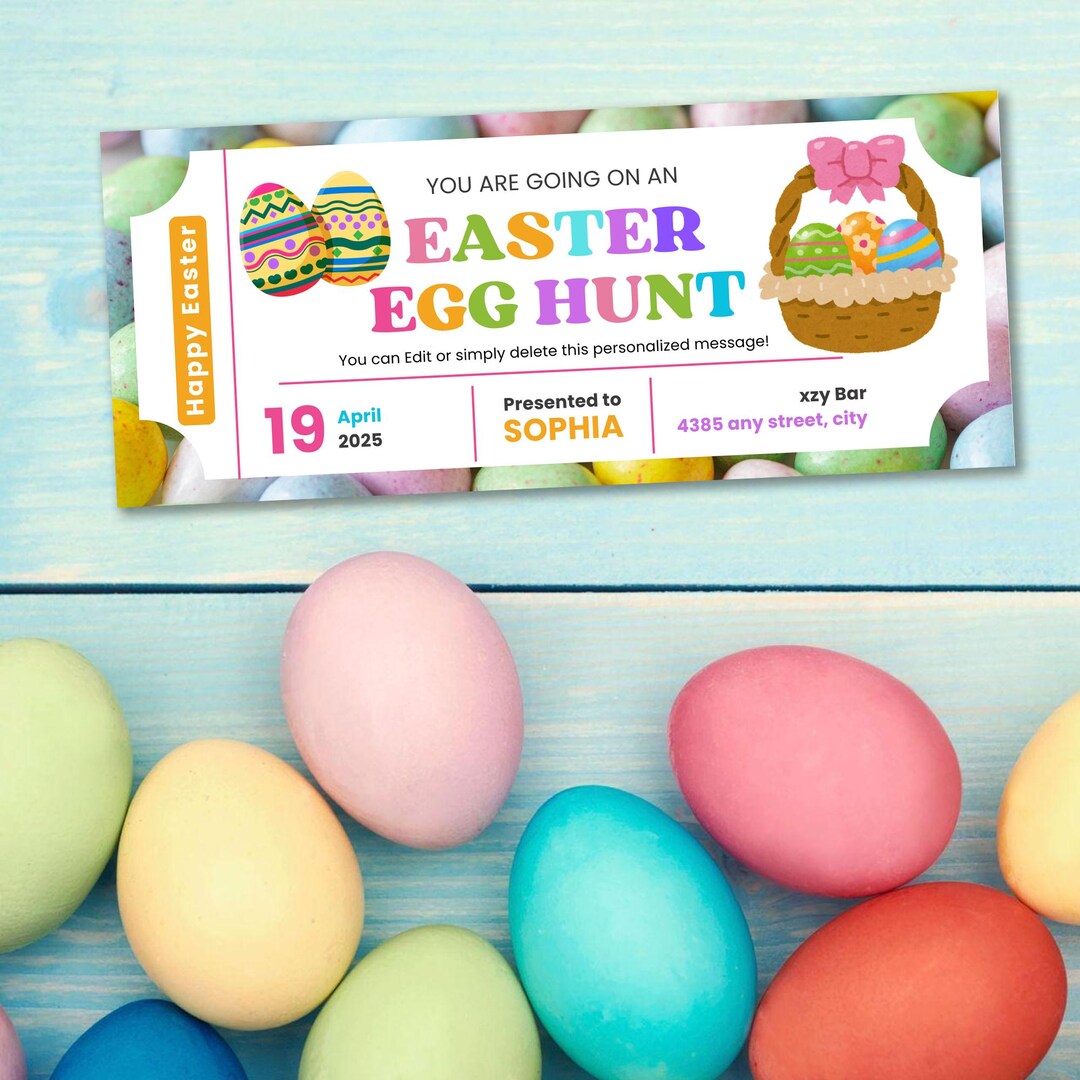 Editable Easter Egg Hunt Ticket Easter Egg Hunt Invitation Printable ...