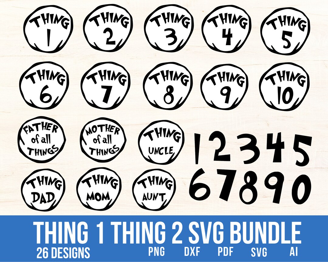 Thing 1 Thing 2 Svg, Thing 1 Svg, Dr Seuss Svg, Thing 2 Svg, Cat in the ...
