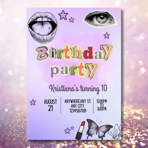 Editable Olivia Rodrigo Sour Birthday Invitation Guts Tour Theme Party ...