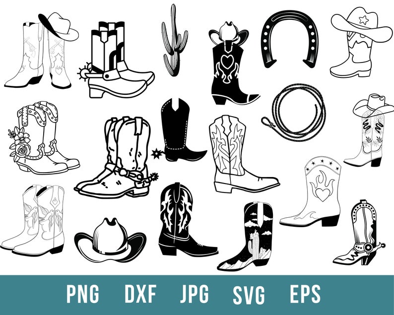Cowboy Boot Svg Cowgirl Boots Svg Cowboy Boots Svg Cowboy - Etsy