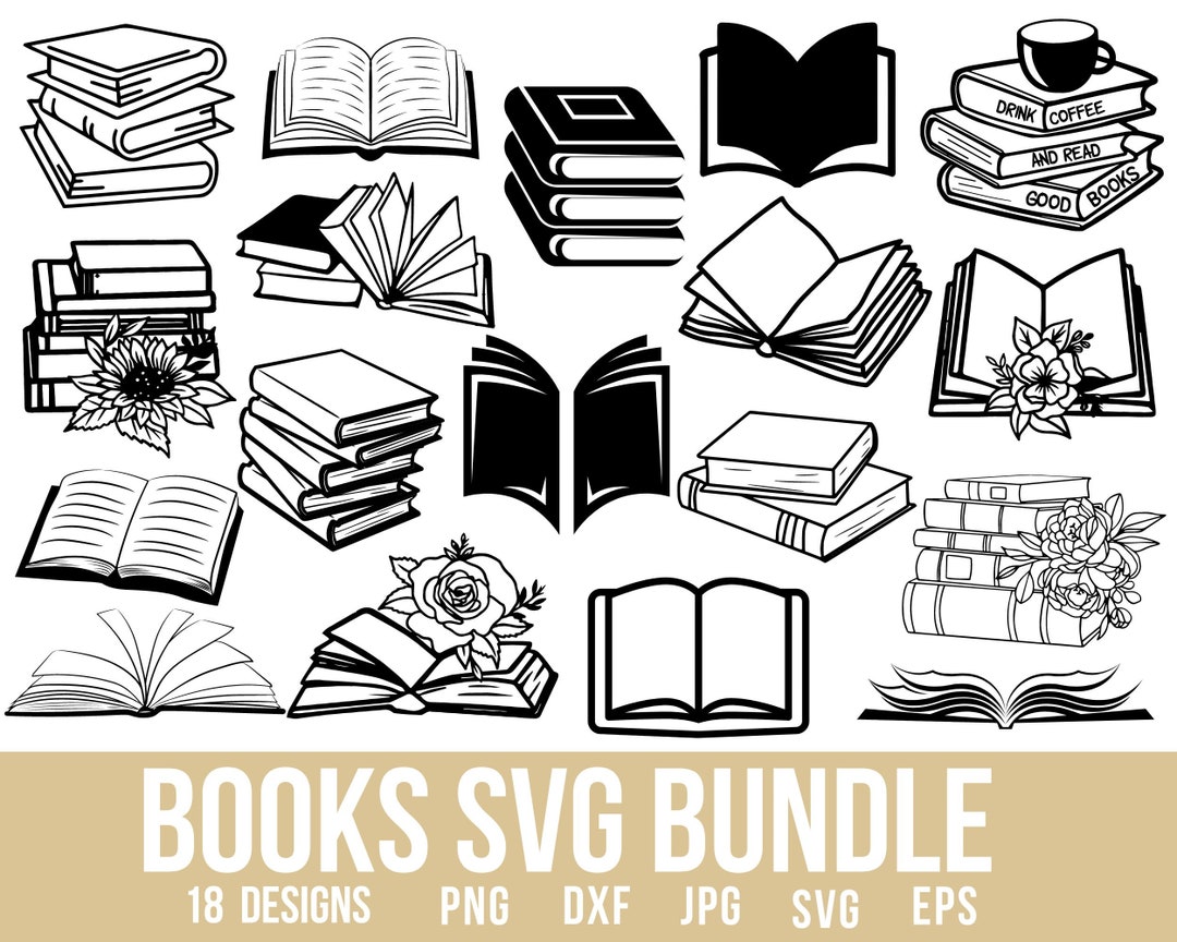 Book Svg, Reading Svg, Book Clipart, Books Clipart, Books Svg, Book ...