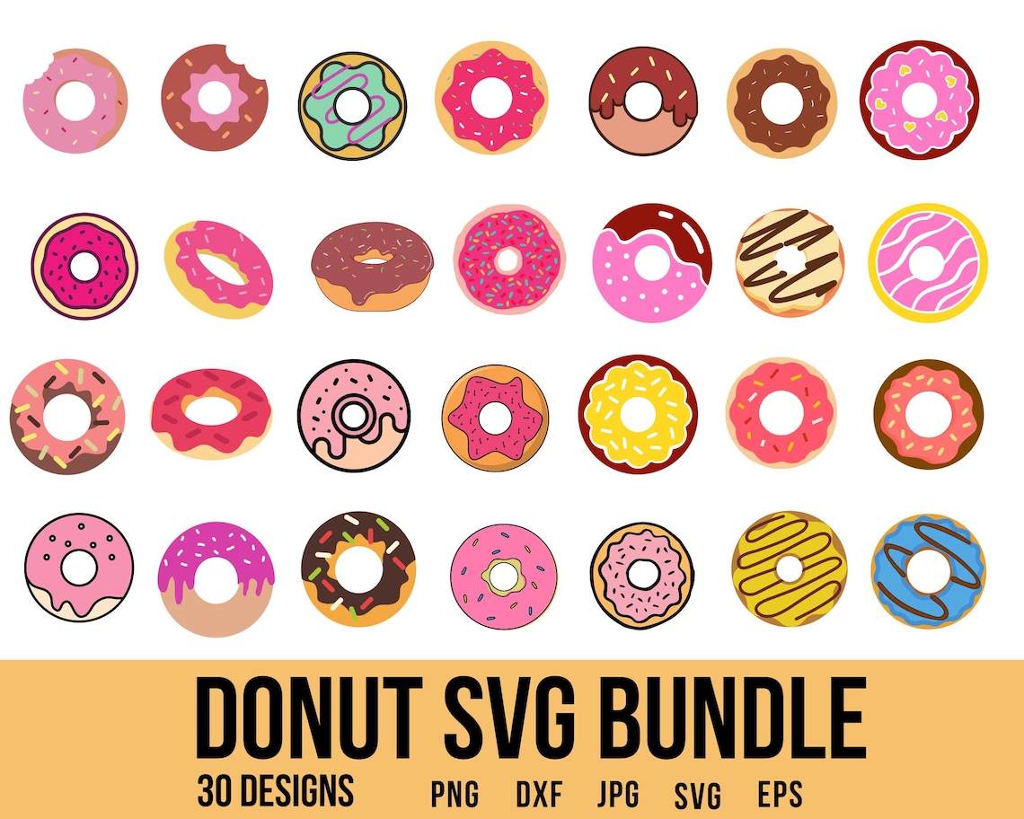 Donut Svg donut Clipart pink Donuts Svg donuts Svg sweets - Etsy